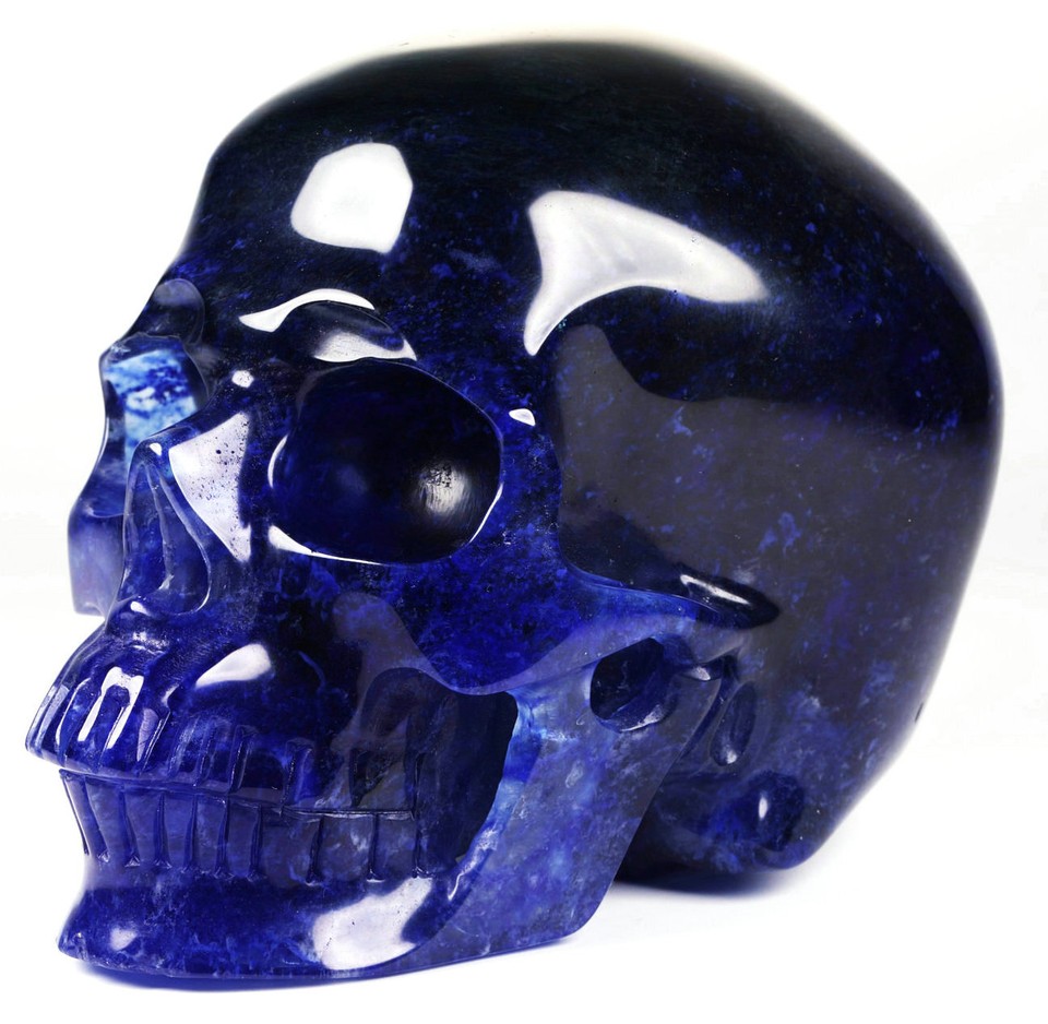 Huge 5.0" Blue Smelted Crystal Carved Skull, Super Realistic, Crystal ...