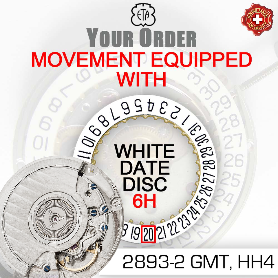 MOVEMENT AUTOMATIC ETA 2893-2 GMT, DECORATED, TOP GRADE GLUCYDUR, HH4 ...