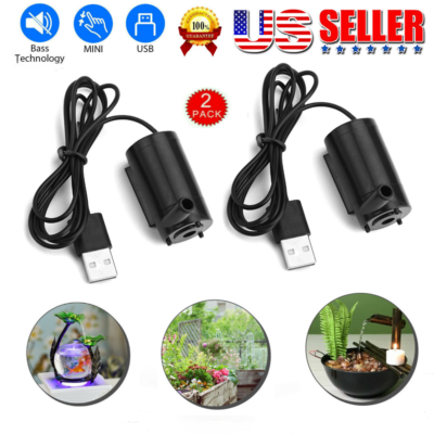 2 Pack Water Pump Mini Mute Submersible USB 5V Garden Fountain Tool ...