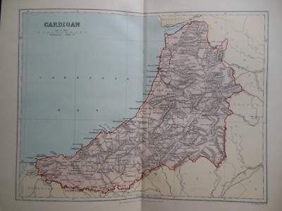 Victorian Colour County Map - Cardiganshire (c1894) Wales, Cardigan ...