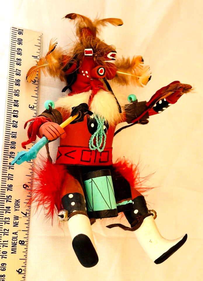 Vintage Hopi Mudhead Kachina Hand Carved Wood Drummer 10" Seated Native ...