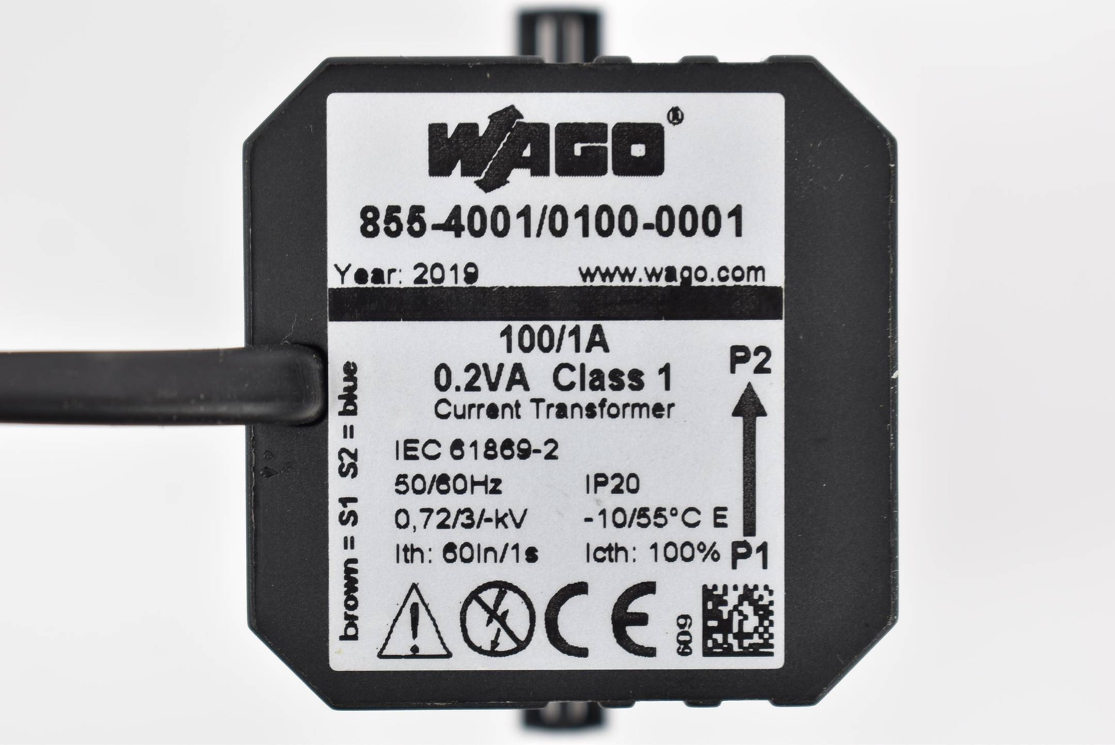 Wago Kabelumbau-Stromwandler 100/1A 0,2VA Class 1 855-4001/0100-0001 ...