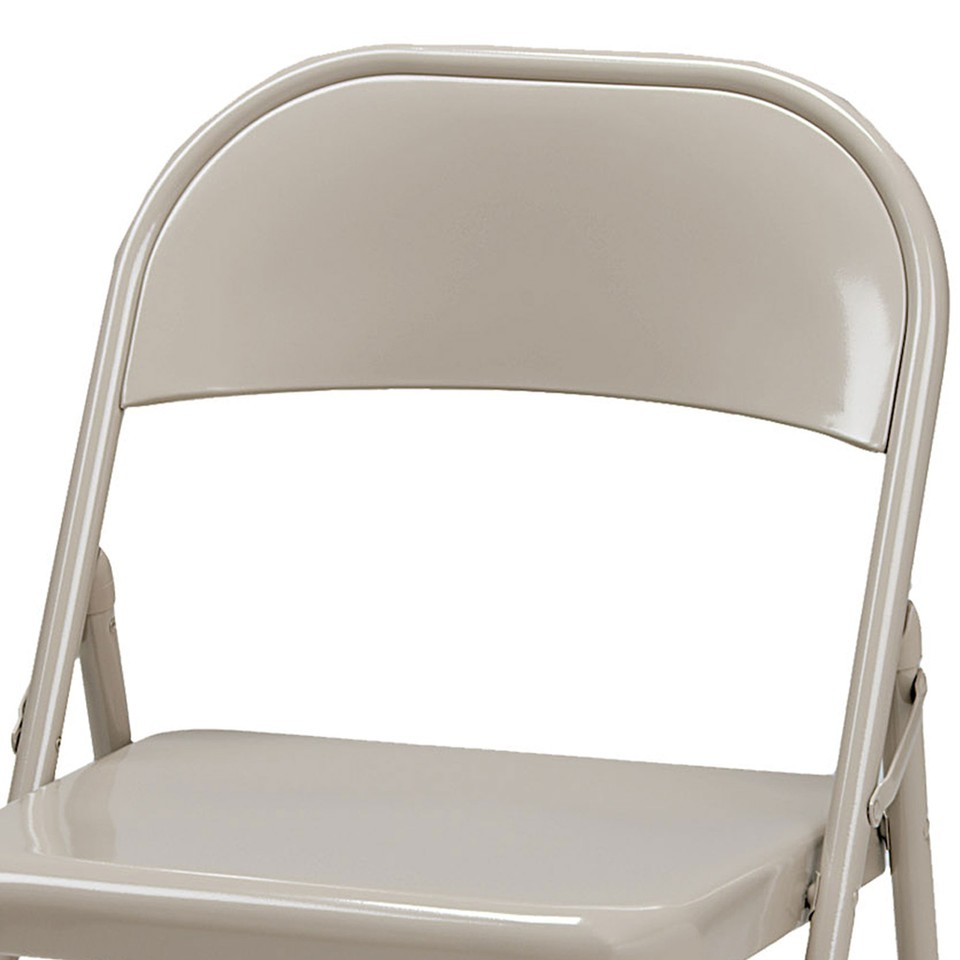 MECO Sudden Comfort All Steel Indoor Outdoor Folding Chair Set, Buff ...