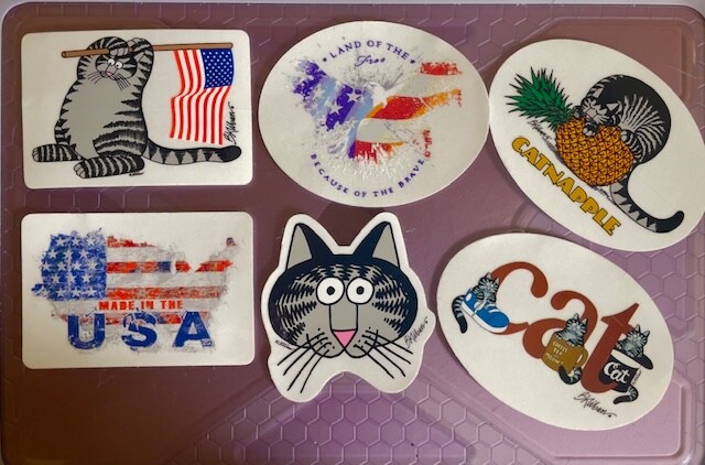 NEW VTG B. Hap KLIBAN Rare 6 BK Cat Sticker Decal LOT CATNAPPLE, STARS ...