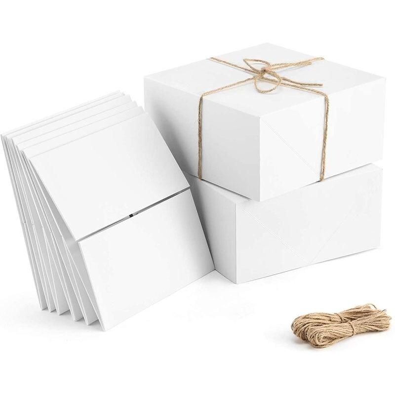 White Gift Boxes (Pack of 10) Size 8x8x4 Inches, Thick Paper Boxes with ...