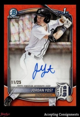 2025 Bowman Chrome Draft Orange Wave Refractor Jordan Yost 1st Rookie ...