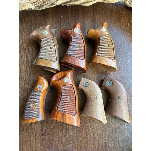 7 Vintage Smith Wesson Rugger wood wooden pistol revolver Grips handles ...