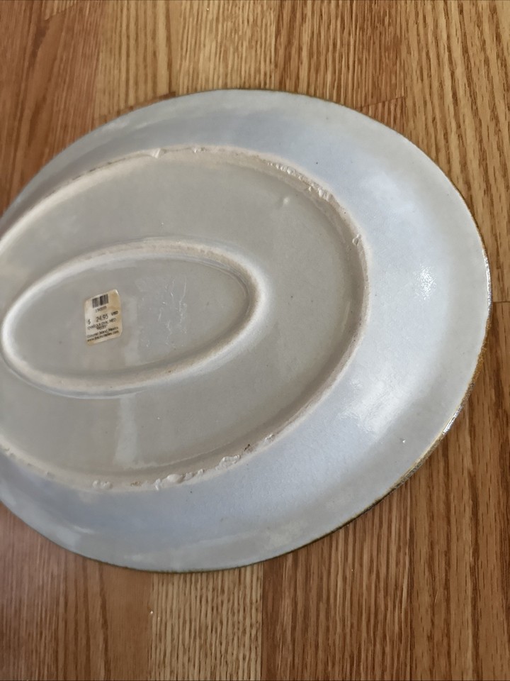 Vintage Ceramic Crackle Hand Painted Mexican 13.75" Oval Platter Fish ...