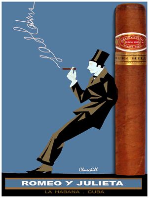 6229.Tobacciana cigar pre-Castro ad Poster.Home interior blue design ...