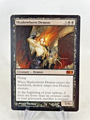 Signed by Arist Shadowborn Demon MP - Magic 2014 M14 Lucas Graciano MTG Mythic | eBay