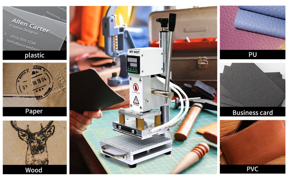 Movable Table Hot Foil Stamping Machine T-slot for PVC PU Leather Logo ...