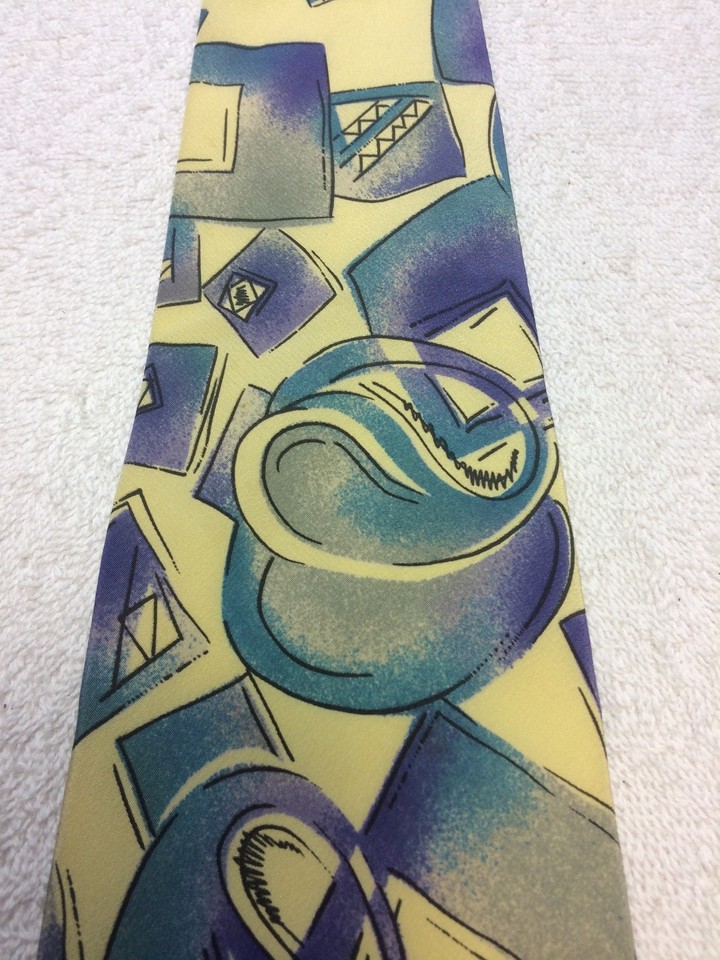 GEOFFREY BEENE MENS TIE YELLOW BLUE PURPLE GRAY 3.75 X 60 | eBay