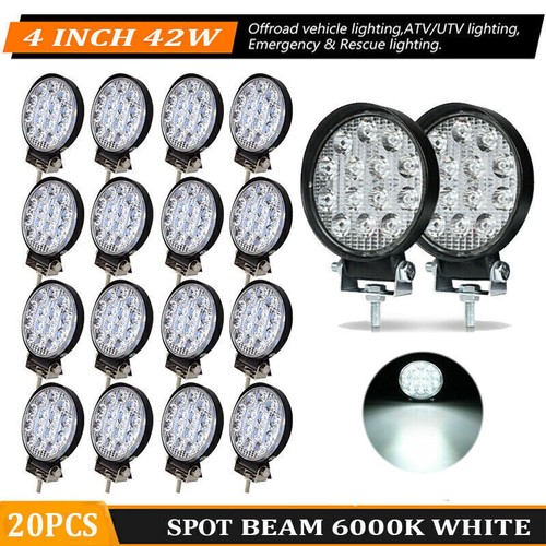 20pcs 42W Spot Work LED Light Bar Round Lamp Driving Offroad SUV Car ...