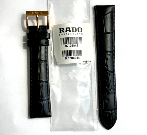 Original RADO 18mm Black Leather Watch Band Strap with Rose-Gold Buckle ...