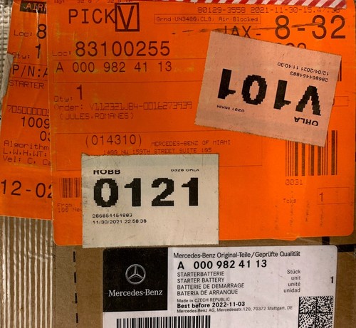 A0009824113 REPLACING A0009827710 LIB MERCEDES-AMG STARTER BATT ...