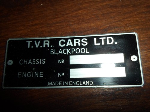 Nameplate Vintage Tvr Sign Id Plate s1 Black | eBay
