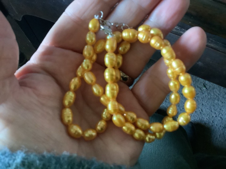 Yellow Freshwater Pearl Necklace | eBay UK