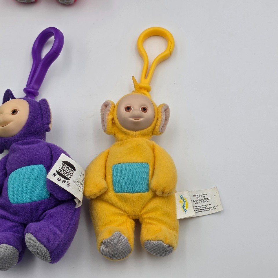 Lot of 4 Teletubbies Plush Keychains Burger King Laalaa Po Tinky Winky ...