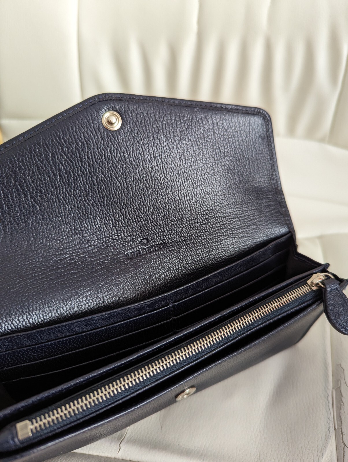 Mulberry Navy Blue Leather Envelope Long Wallet Evening Removable Coin ...