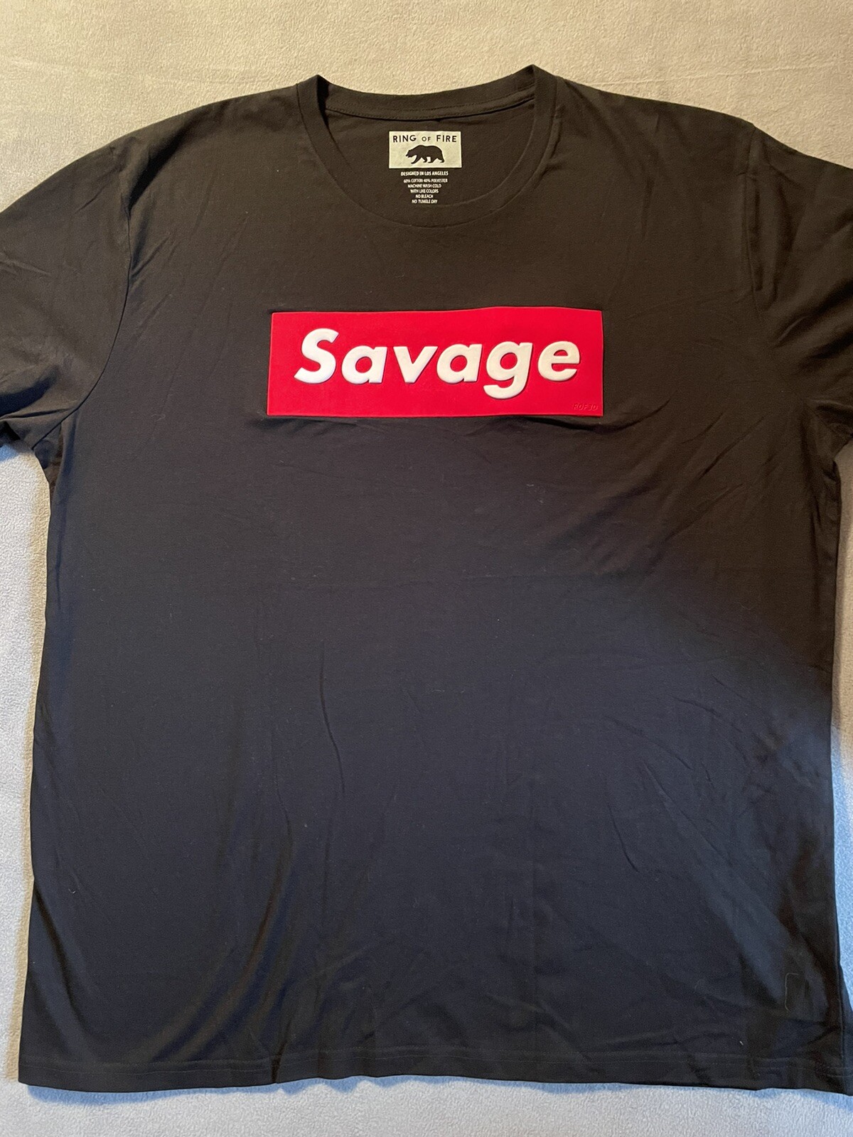 Savage Mens Black T-Shirt Short Sleeve Raised Savage Box Logo Size 3XL ...