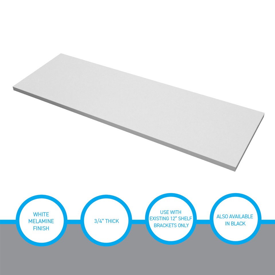SSWBasics Laminated White Melamine Shelf Board, 36”L x 12”W, Durable ...