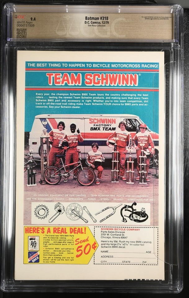 1979 Batman 318 CGC 9.4 Pedigree Origin and 1st Appearance of Firebug ...