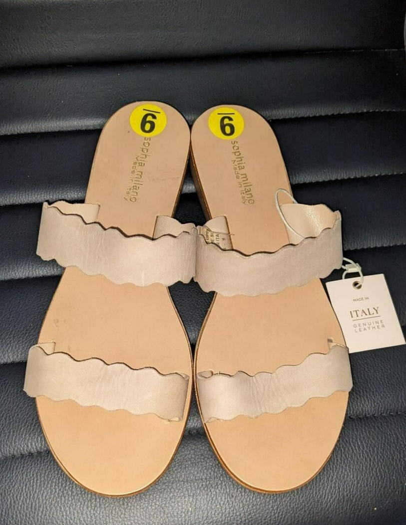 Sophia Milano Slides Sandals Italy Women's sz 9 Cream Tan Genuine ...