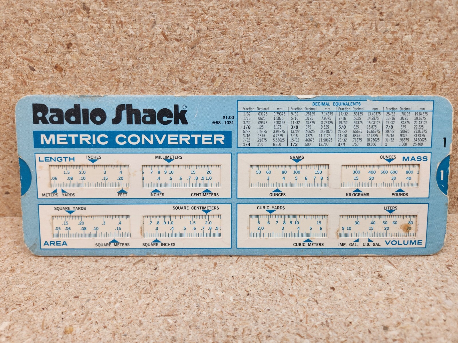 VINTAGE RADIO SHACK 68-1031 METRIC/ENGLISH UNITS CONVERTER SLIDE RULE ...