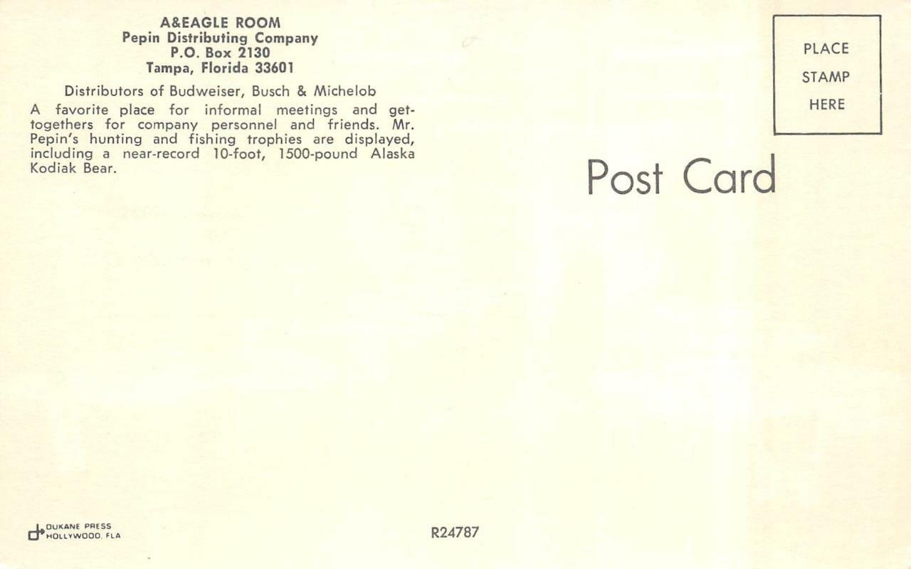 TAMPA, FL Florida A&EAGLE ROOM~Pepin Beer Distributing TAXIDERMY~Bear ...