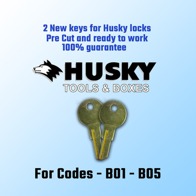 B01-B05. Pair of keys for Husky Tool box locks sold by Home Depot. Cut ...
