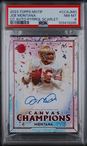 JOE MONTANA-202 Topps Motif (#2/2) PYRROL-SCARLET AUTO/AUTOGRAPH-PSA:8 ...