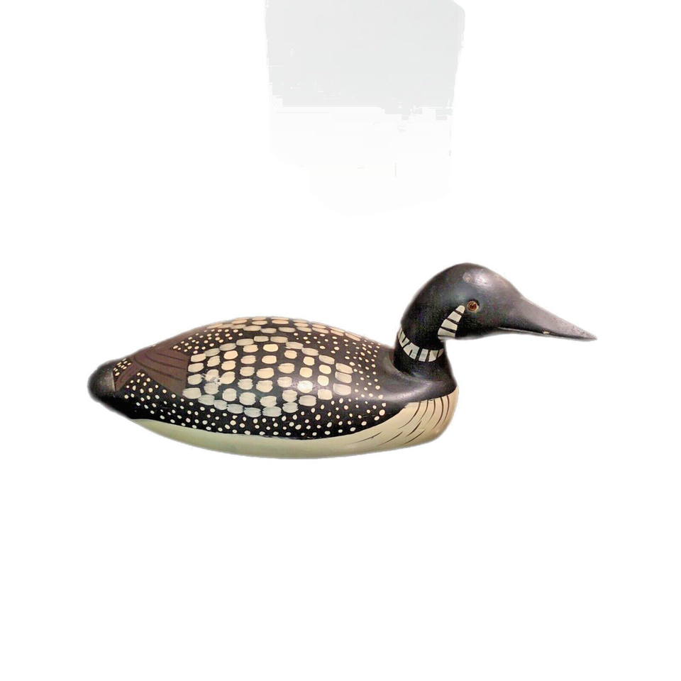 Common Loon Duck Decoy 13” Solid Wood Hand Painted Decoration Vintage ...