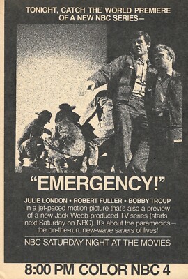 1972 TV MOVIE PROMO AD ~ EMERGENCY ONE SERIES RANDOLPH MANTOOTH NEW NBC ...