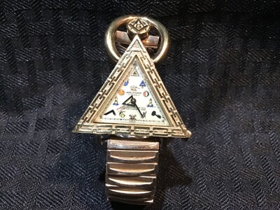 Vintage Original WALTHAM MASONIC TRIANGLE WRIST WATCH gold plated ...
