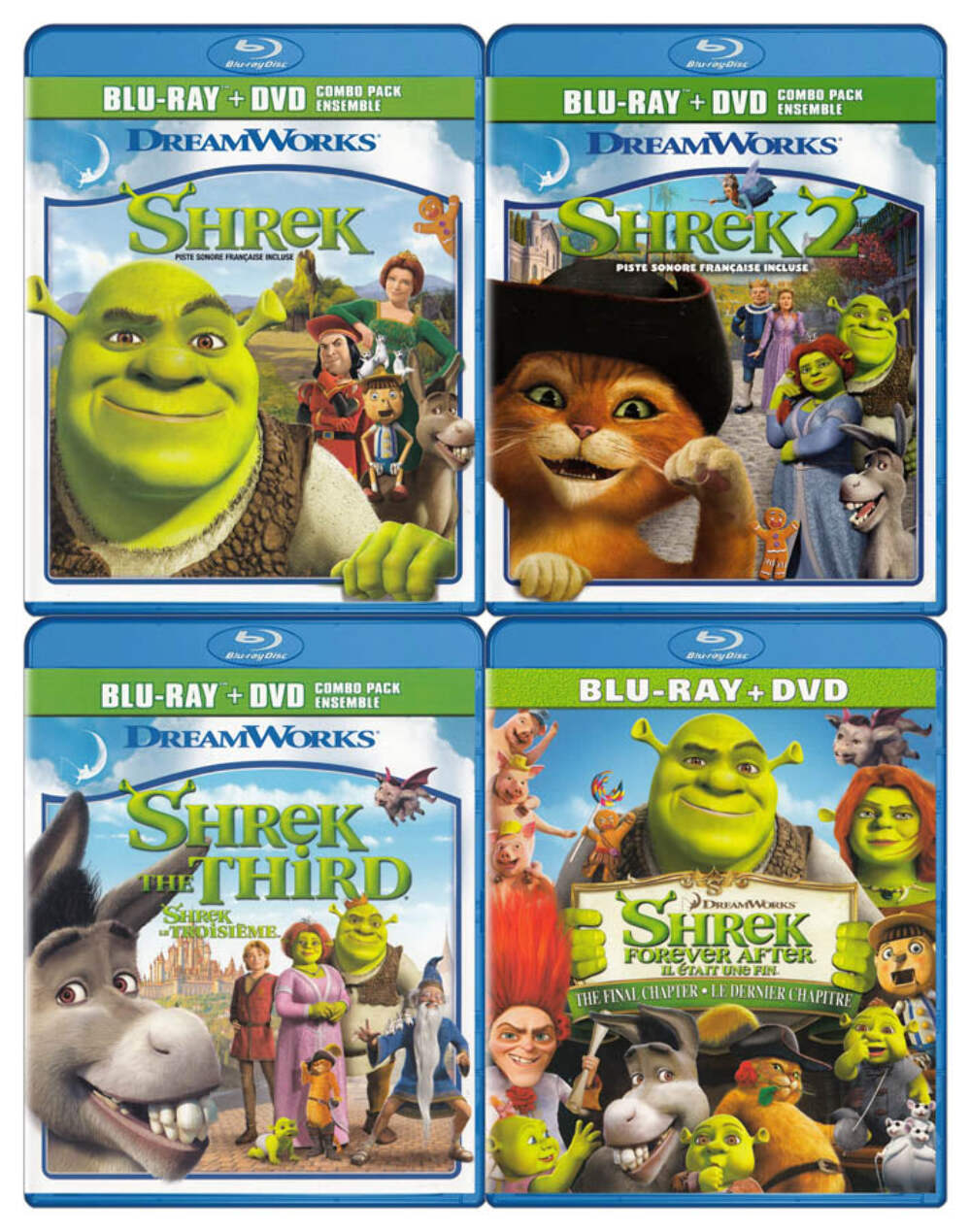 Shrek / Shrek 2 / Shrek: The Third / Shrek Forever After (Blu-ray + DVD ...