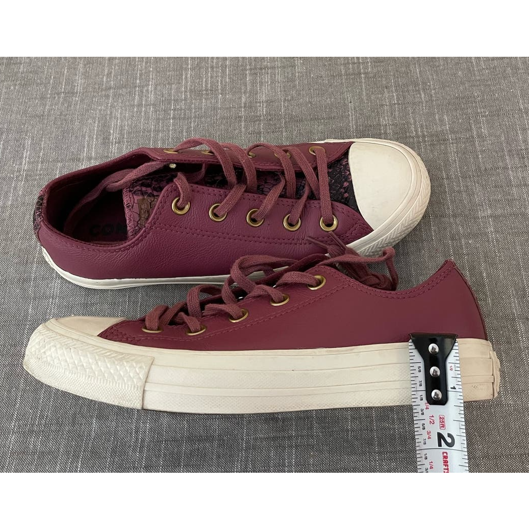 CONVERSE All Star Womens 6 Vintage Wine /Black Egret Leather Low-Top ...