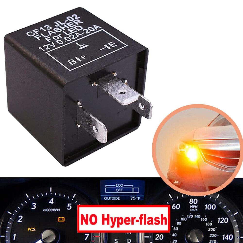 3-Pin Car Flasher Relay Fix Light LED Lamp Turn Signal Hyper Flash CF13 ...
