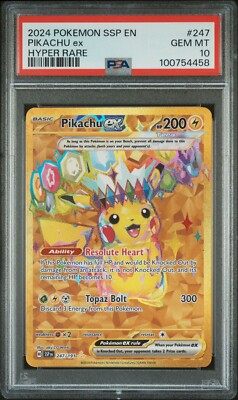 Pikachu ex 247/191 Sv08 Surging Sparks Holo GEM MINT PSA 10 Hyper Rare ...