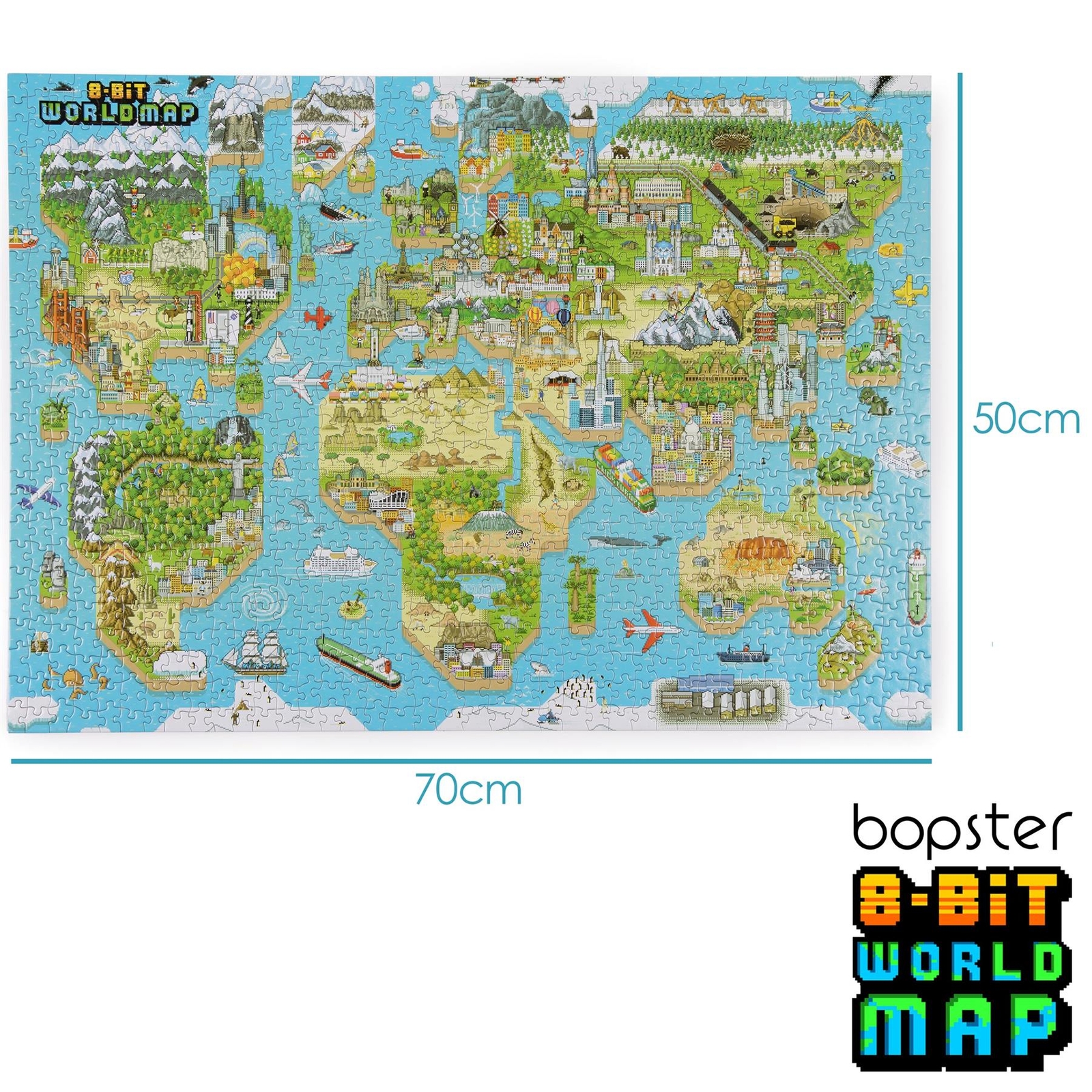 Adult Jigsaw Puzzle 8-bit World Map 1000 Pieces Level 3 100% Recycled ...