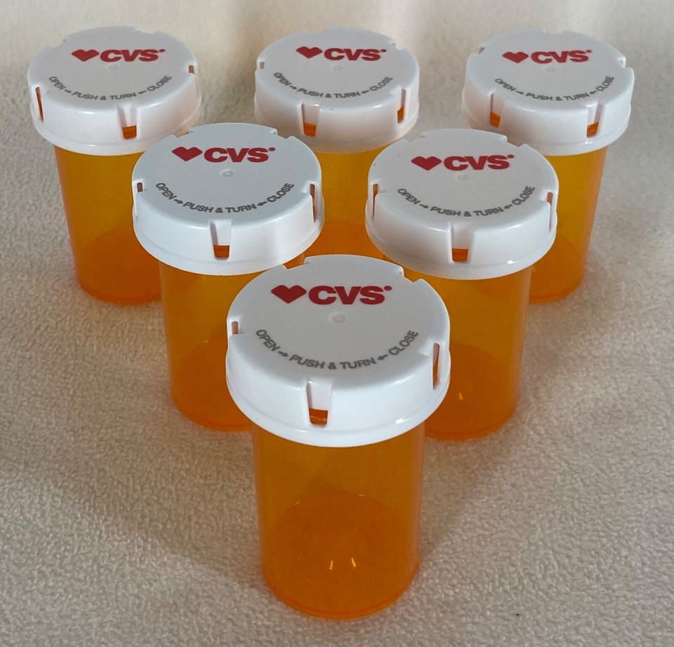 6 Rx Prescription Empty AMBER Pill Bottles Storage Crafts Sewing ...
