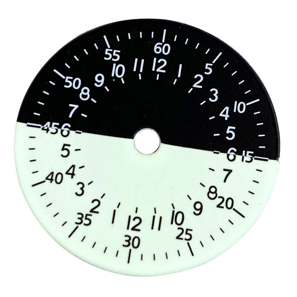 Mod Black White Two Tone NH34 Pilot Green Lume Watch Dial Parts For ...