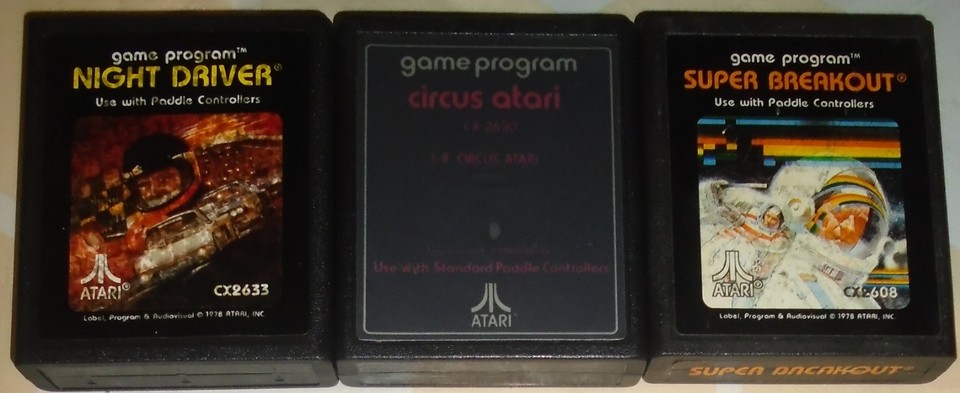Atari 2600 Paddle Controllers w3Games (SBreakout, Night Driver CircusA ...