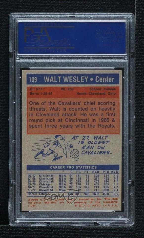 1972-73 Topps Walt Wesley #109 PSA 9 MINT | eBay