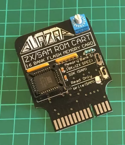 BLACK ZX SPECTRUM / SAM COUPE ROM CART. 16 Bank Flash Card with 2 games ...