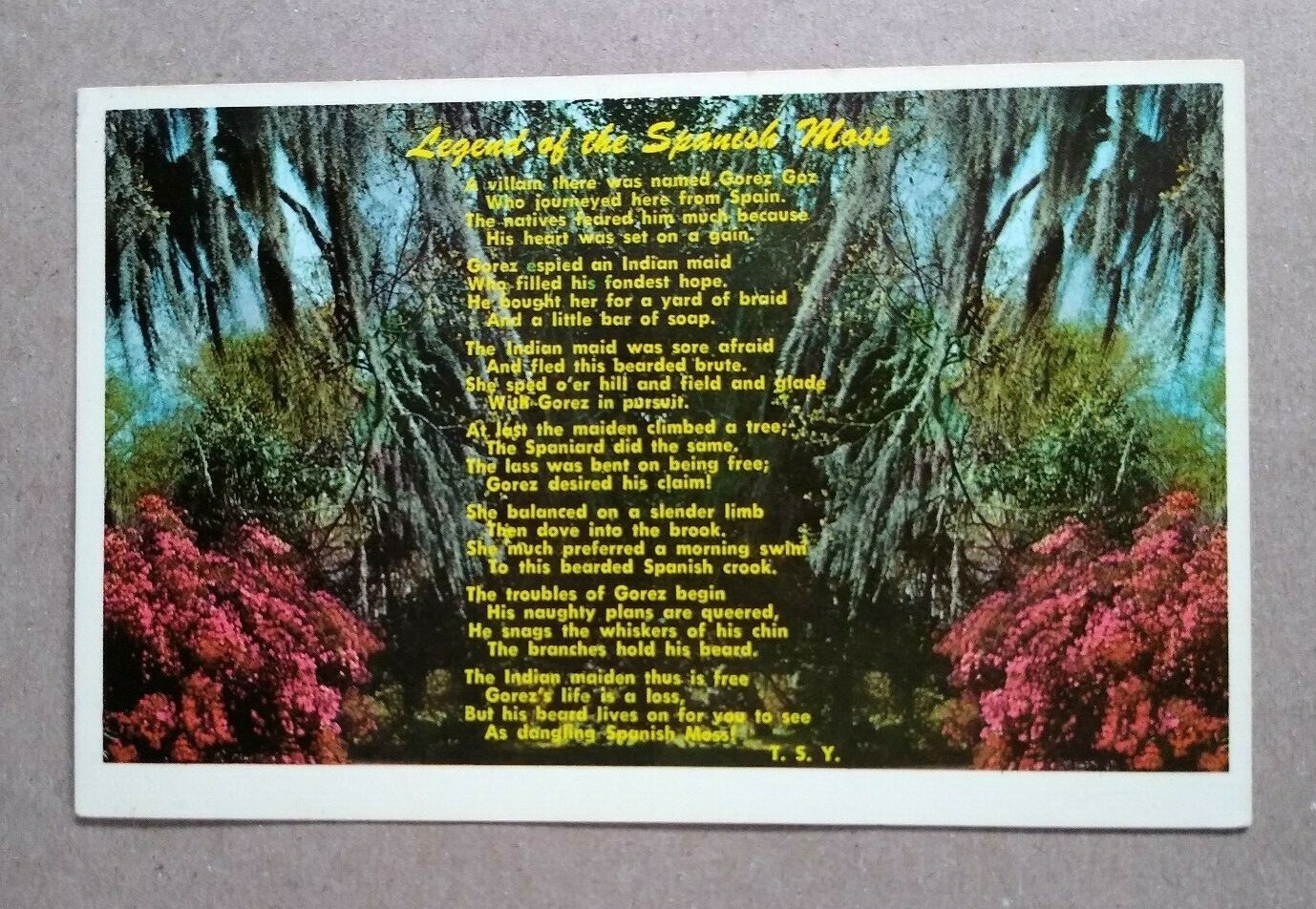 Printed Postcard - Legend of the Spanish Moss Poem | eBay