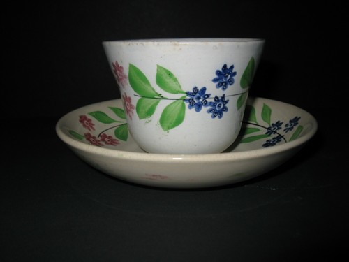 Antique Stick Sponge Spatterware Cut Sponge Handleless cup and saucer ...