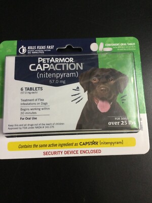 CAPACTION 6 nitenpyram 57.0 mg Tablets Treatment Dogs OVER 25lbs 7/24 ...