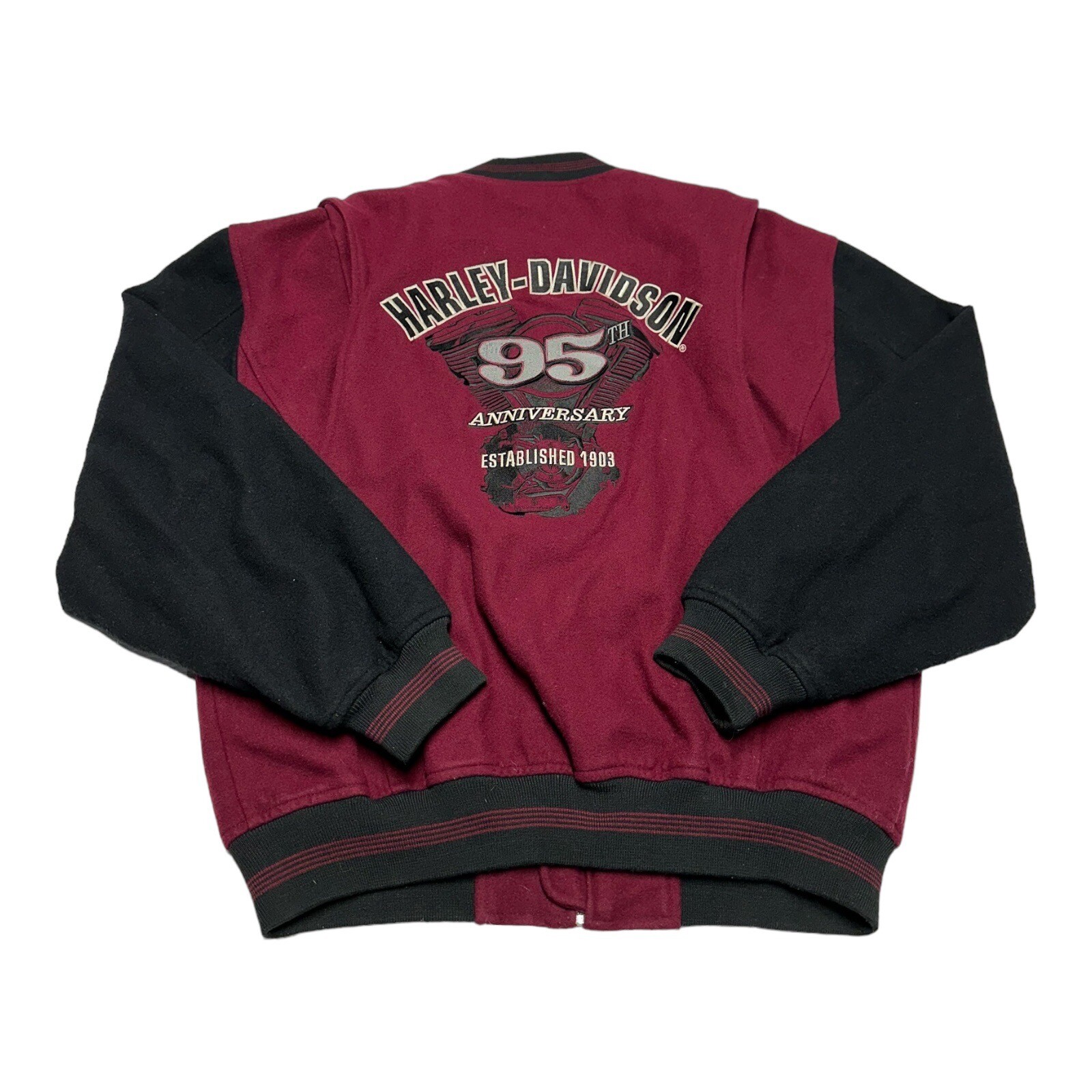 VTG 1998 Harley Davidson Jacket Red Varsity Letterman… - Gem