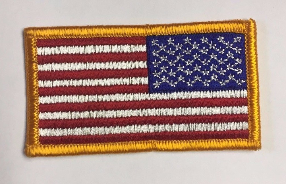 Left Face American Flag Shoulder Cloth Embroider Patch 1.75" Tall X 3. ...