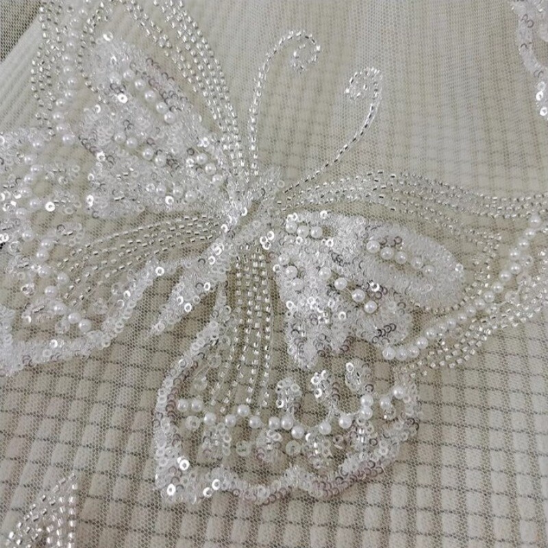 Glitter Sequin Butterfly Applique DIY Beads Patch Sew on Veil Wedding ...